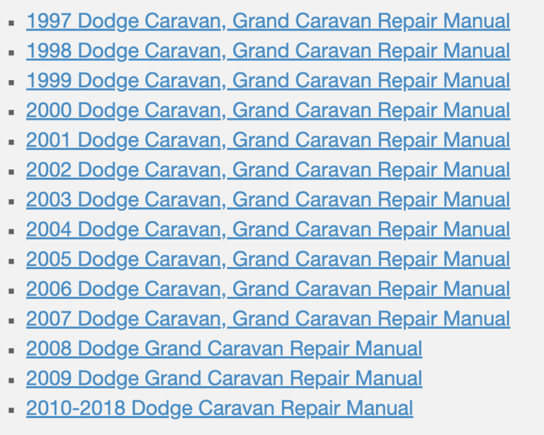 Download Dodge Caravan Grand Caravan Service Manual Pdf